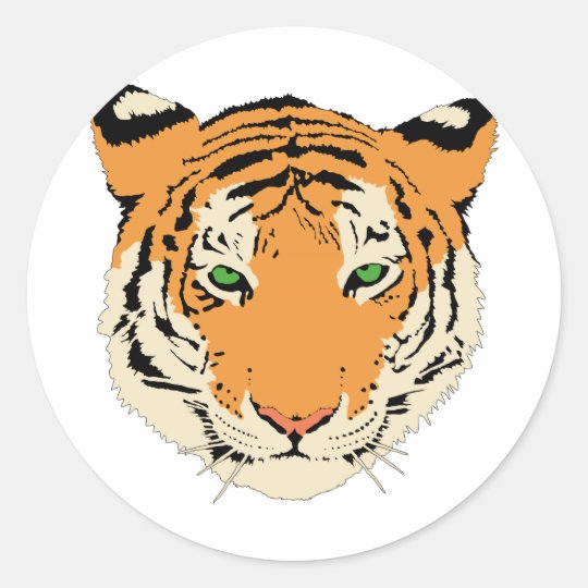 Tiger Face/Head Classic Round Sticker | Zazzle.com