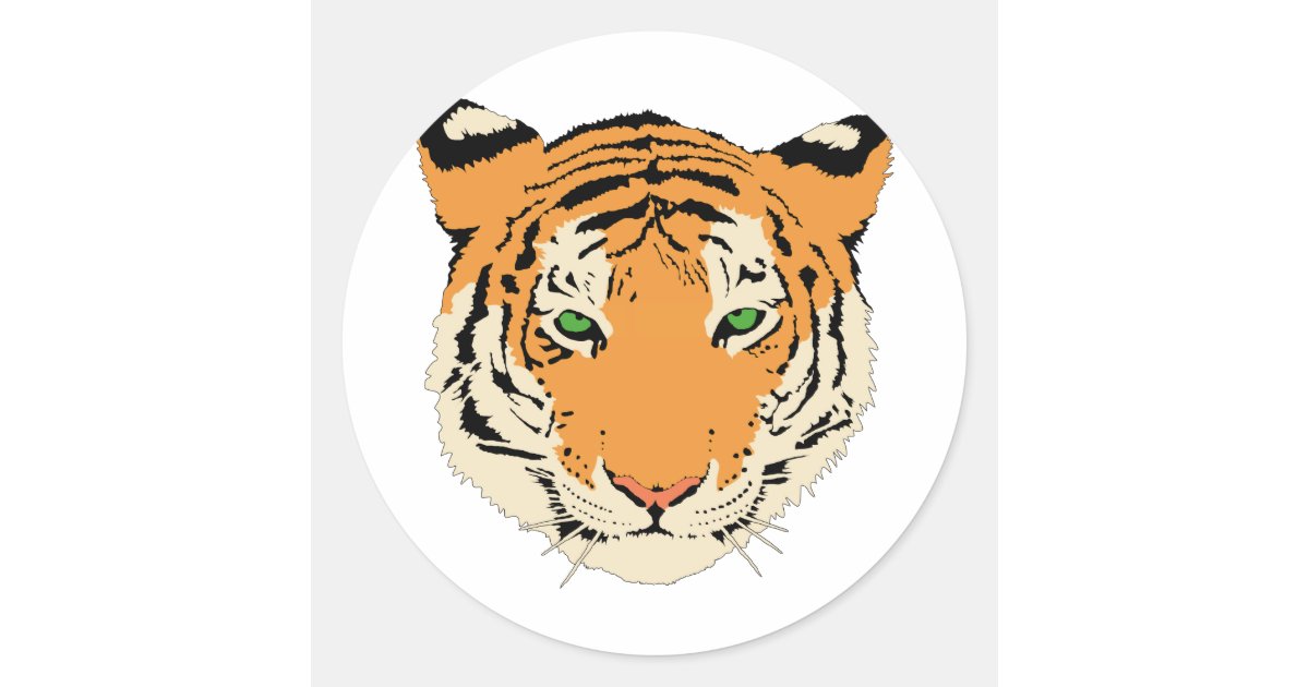 Tiger Face/Head Classic Round Sticker | Zazzle