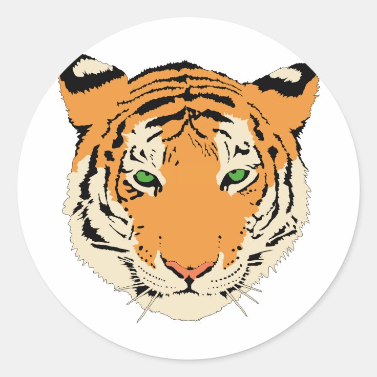 Tiger Face/Head Classic Round Sticker | Zazzle