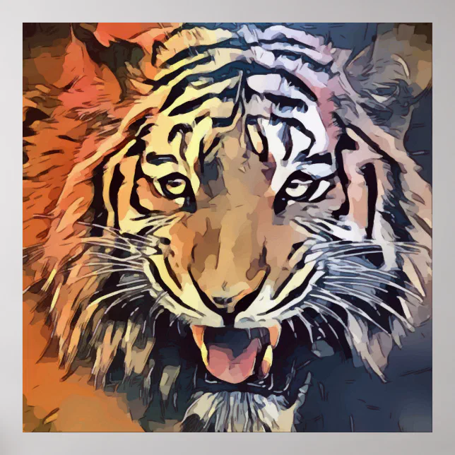 Tiger face poster | Zazzle