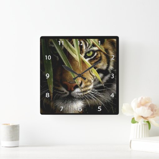 Tiger Face Wildlife Clock | Zazzle