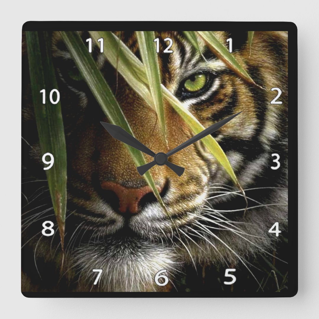 Tiger Face Wildlife Clock | Zazzle