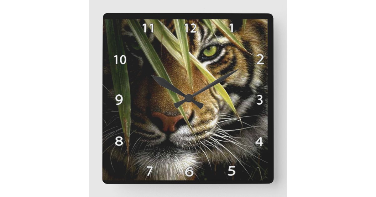 Tiger Face Wildlife Clock | Zazzle