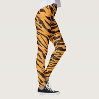 Tiger fur, tiger skin, animal skin pattern leggings | Zazzle