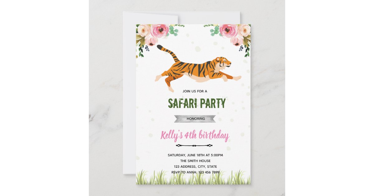 Tiger girl birthday invitation | Zazzle