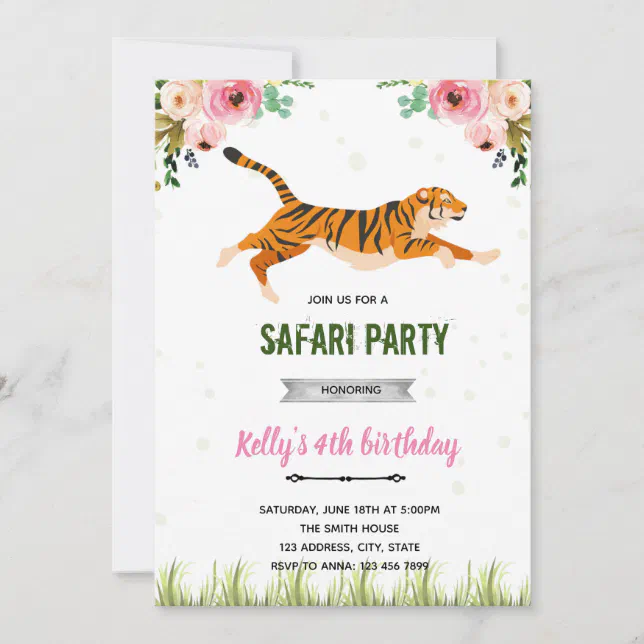 Tiger girl birthday invitation | Zazzle