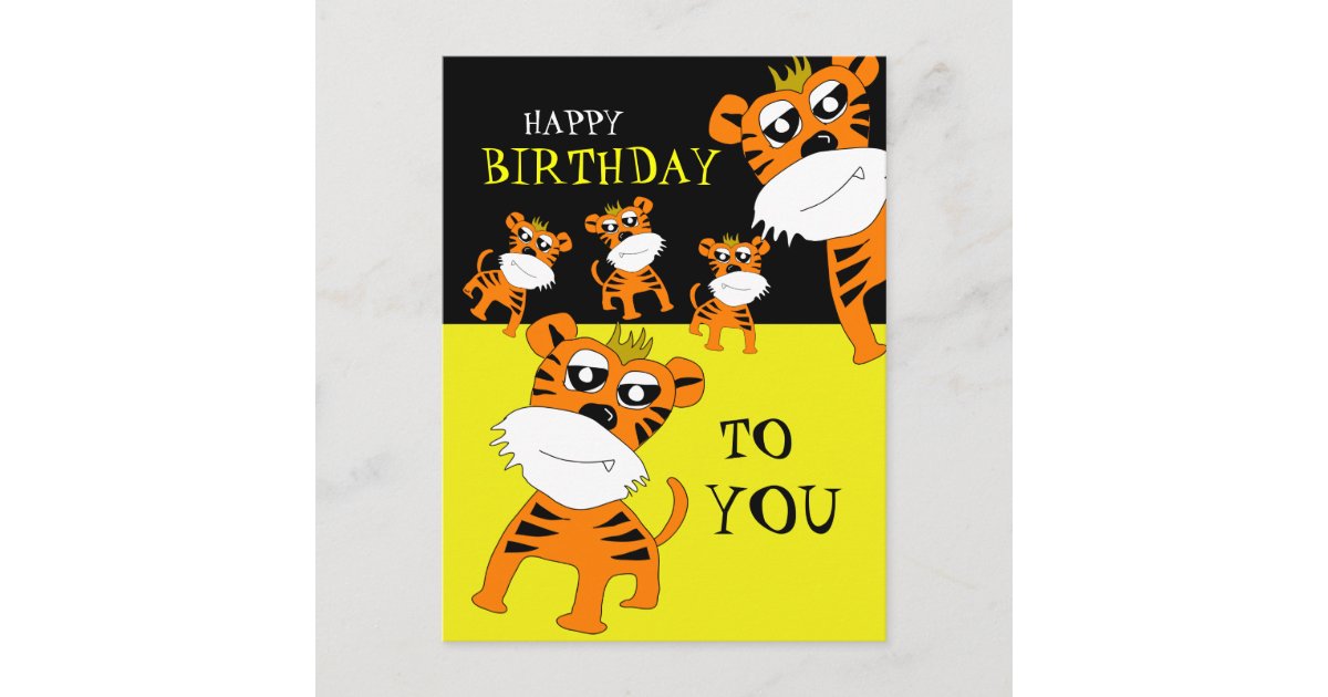 Tiger Happy Birthday Postcard | Zazzle