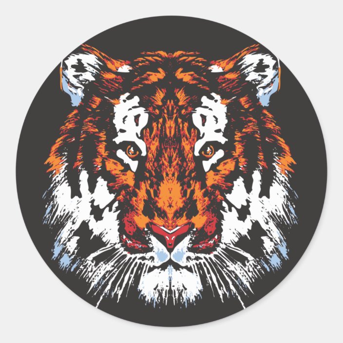 Tiger Head Classic Round Sticker | Zazzle.com