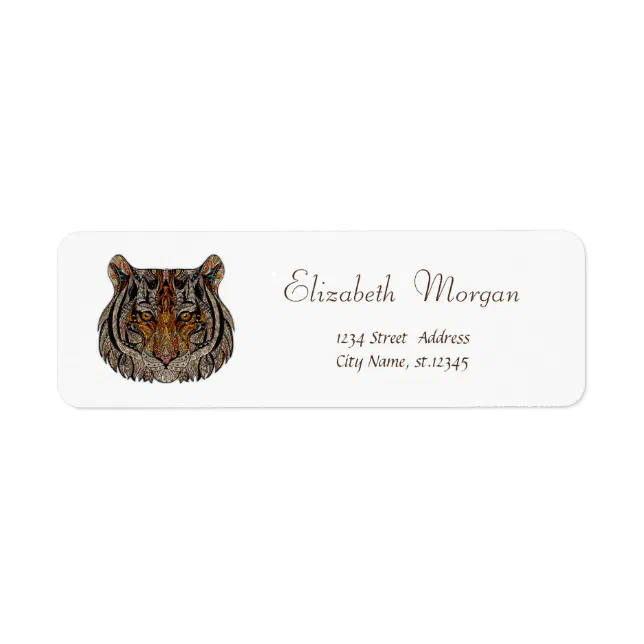 Tiger Head Simple, White Label | Zazzle