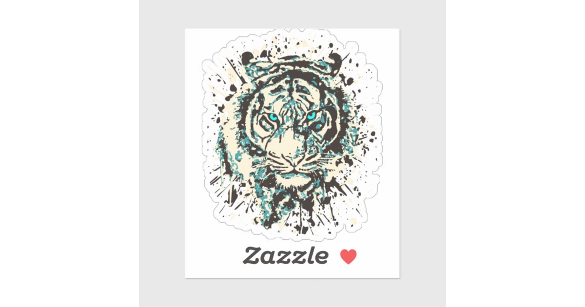 Tiger head sticker - Blue Tiger Sticker | Zazzle