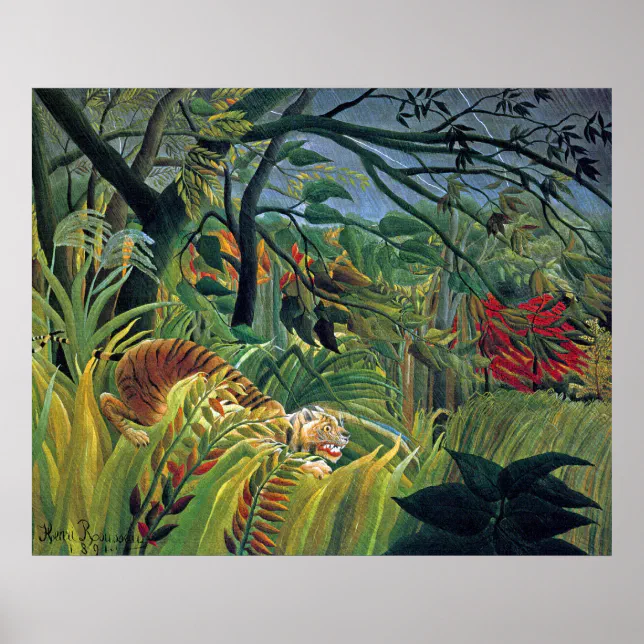 Tiger in a Tropical Storm (Surprised) Poster | Zazzle