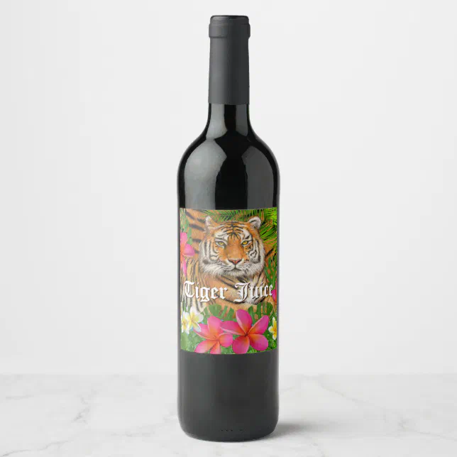 Tiger Juice wine bottle label | Zazzle