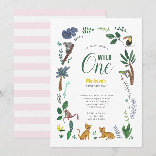 Tiger Jungle Girl | Animal | First Birthday Invitation | Zazzle