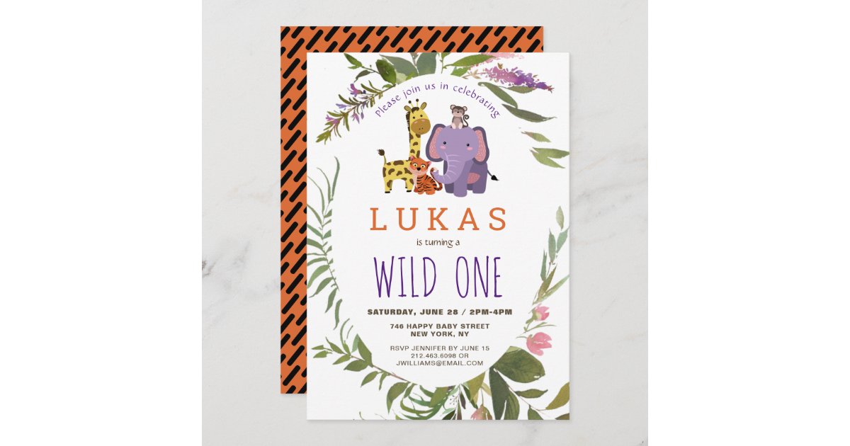 Tiger Jungle Safari Animal 1st Birthday Invitation | Zazzle