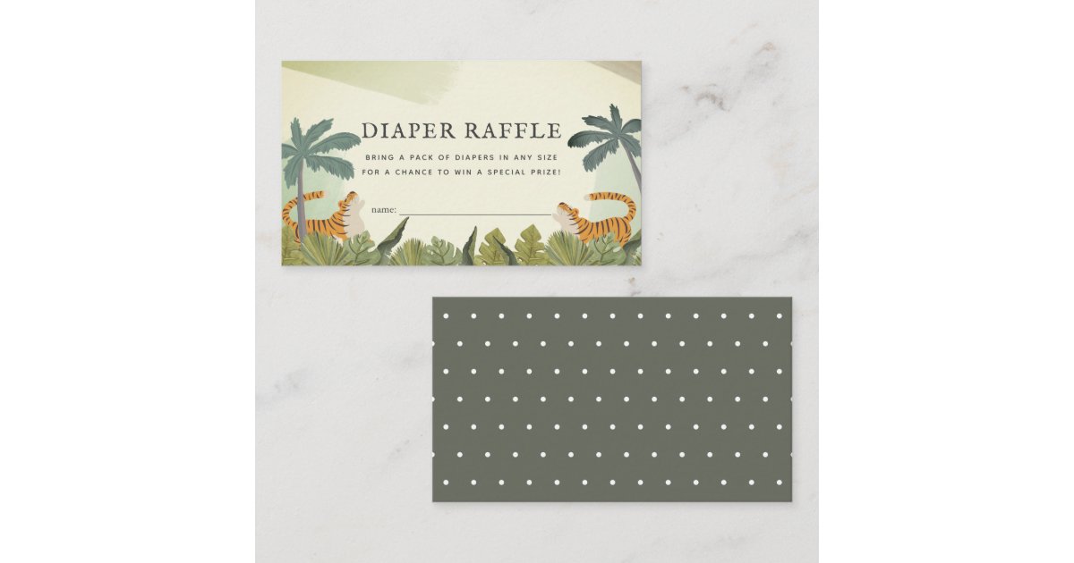 Tiger Jungle Safari Diaper Raffle Ticket Enclosure Card | Zazzle
