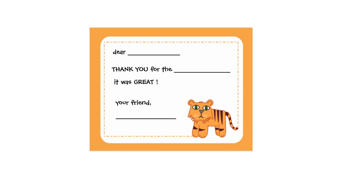 Tiger -Kids thank you card | Zazzle.com