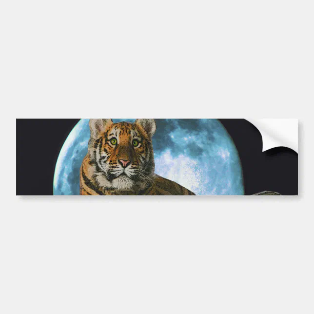 TIGER MOON BUMPER STICKER | Zazzle