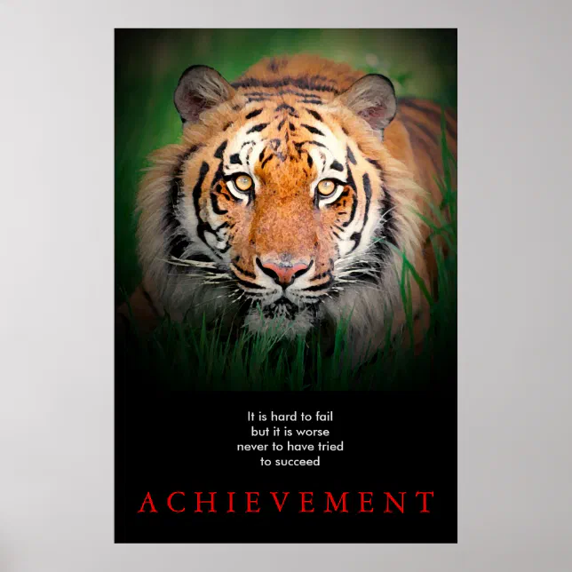 Tiger Motivational Achievement Poster | Zazzle