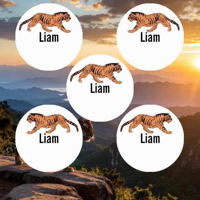 Tiger Name Kids' Labels | Zazzle