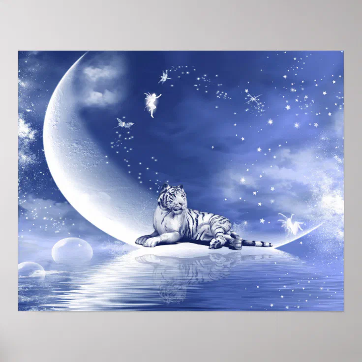 Tiger on the moon poster | Zazzle