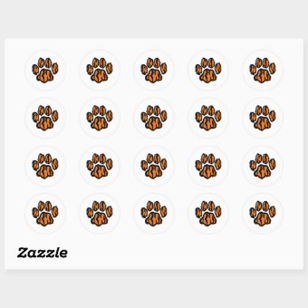 TIGER PAW PRINT CLASSIC ROUND STICKER | Zazzle
