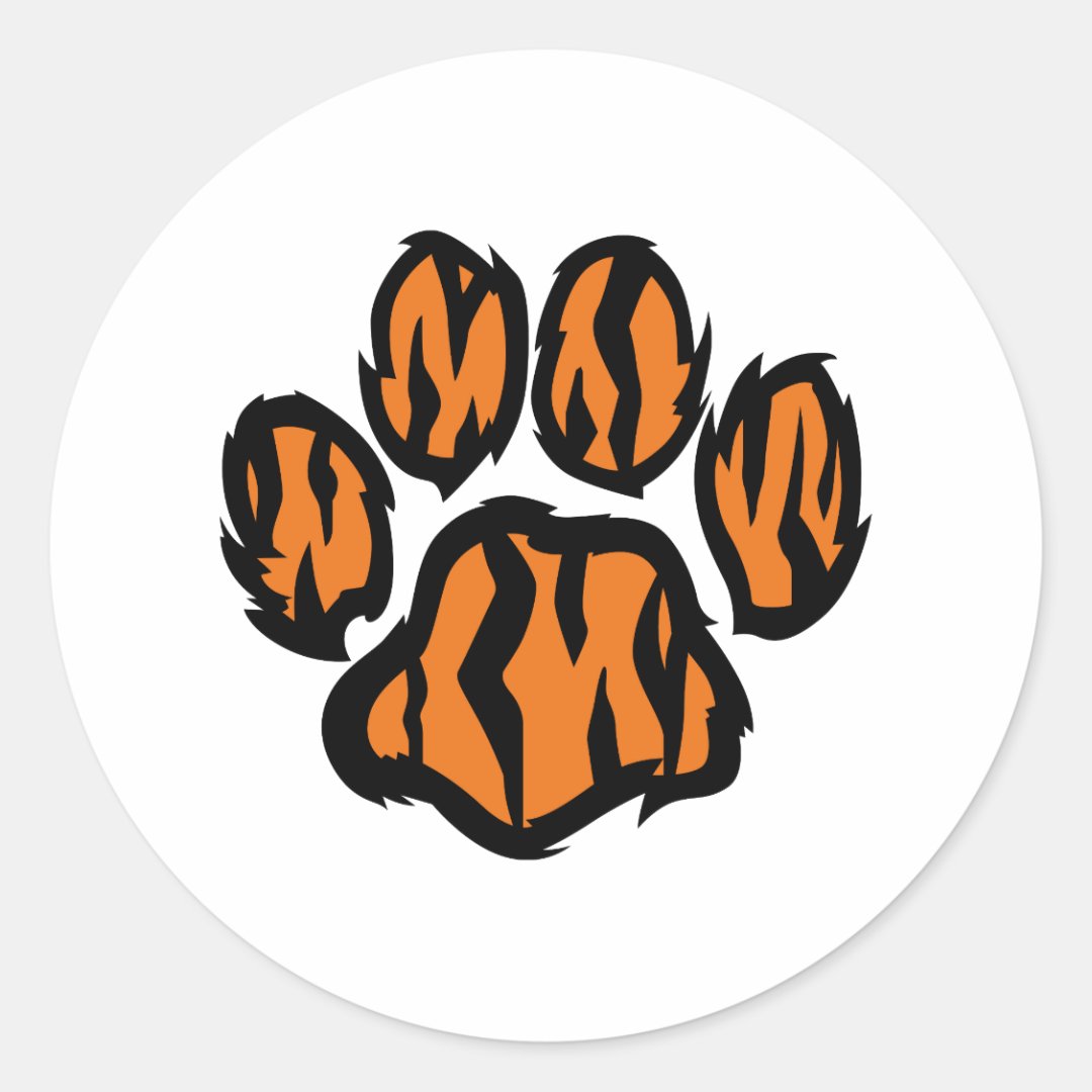TIGER PAW PRINT CLASSIC ROUND STICKER | Zazzle