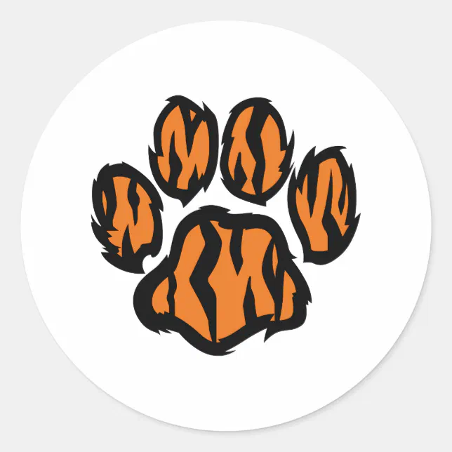 TIGER PAW PRINT CLASSIC ROUND STICKER | Zazzle