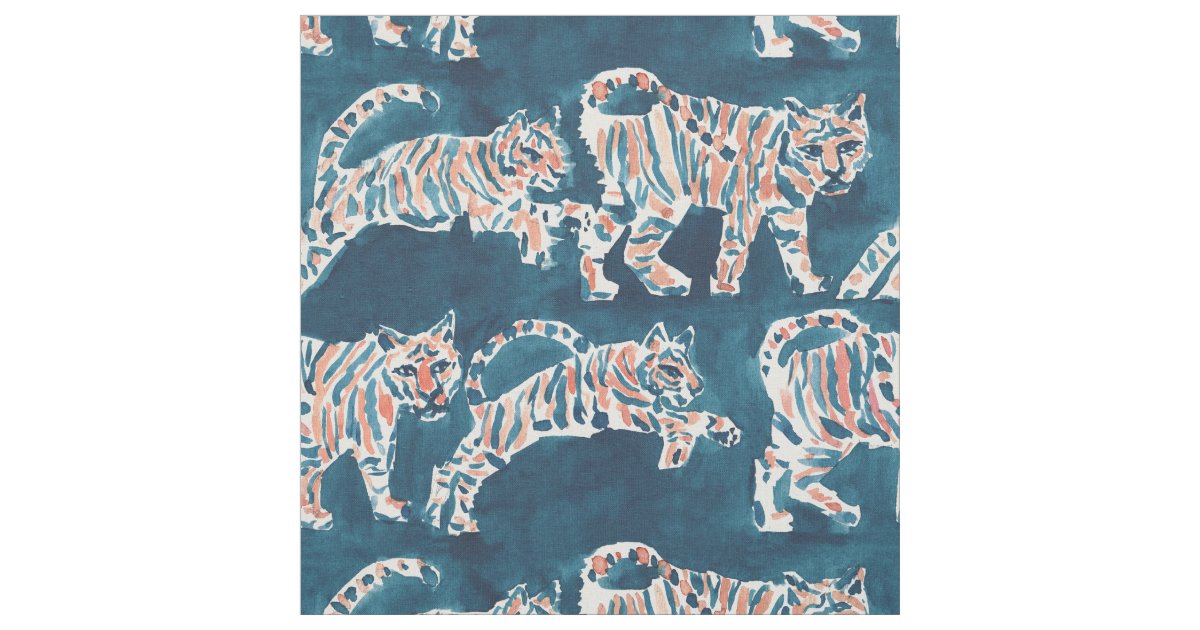 TIGER POUNCE Boho Chic Safari Watercolor Pattern Fabric | Zazzle