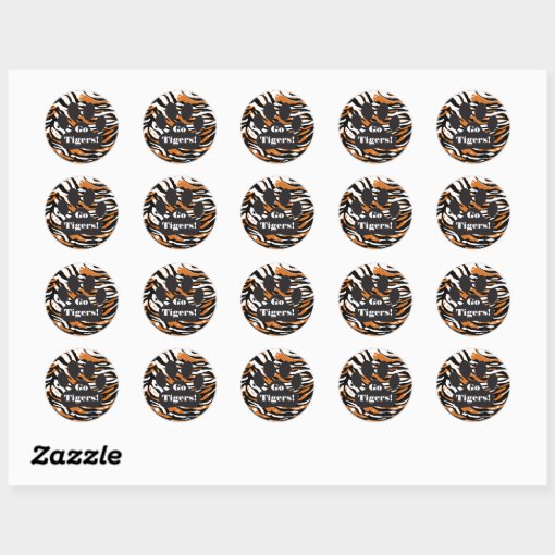 Tiger Print and Paw-School Spirit Classic Round Sticker | Zazzle