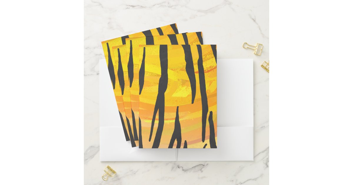 Tiger Print with Orange Pocket Folder | Zazzle