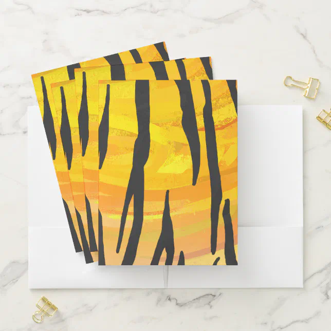 Tiger Print with Orange Pocket Folder | Zazzle