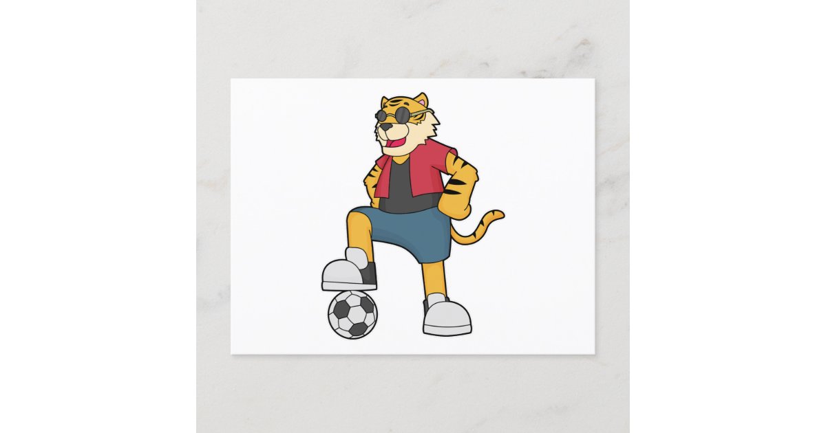 Tiger Soccer player Soccer Postcard | Zazzle