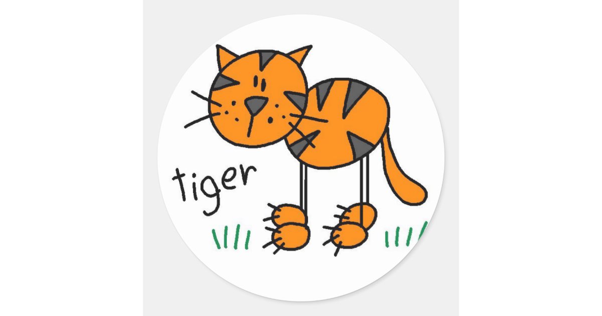Tiger Stick Figure Stickers Sticker | Zazzle