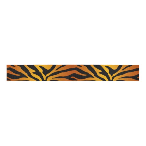 Tiger striped printed grosgrain ribbon | Zazzle