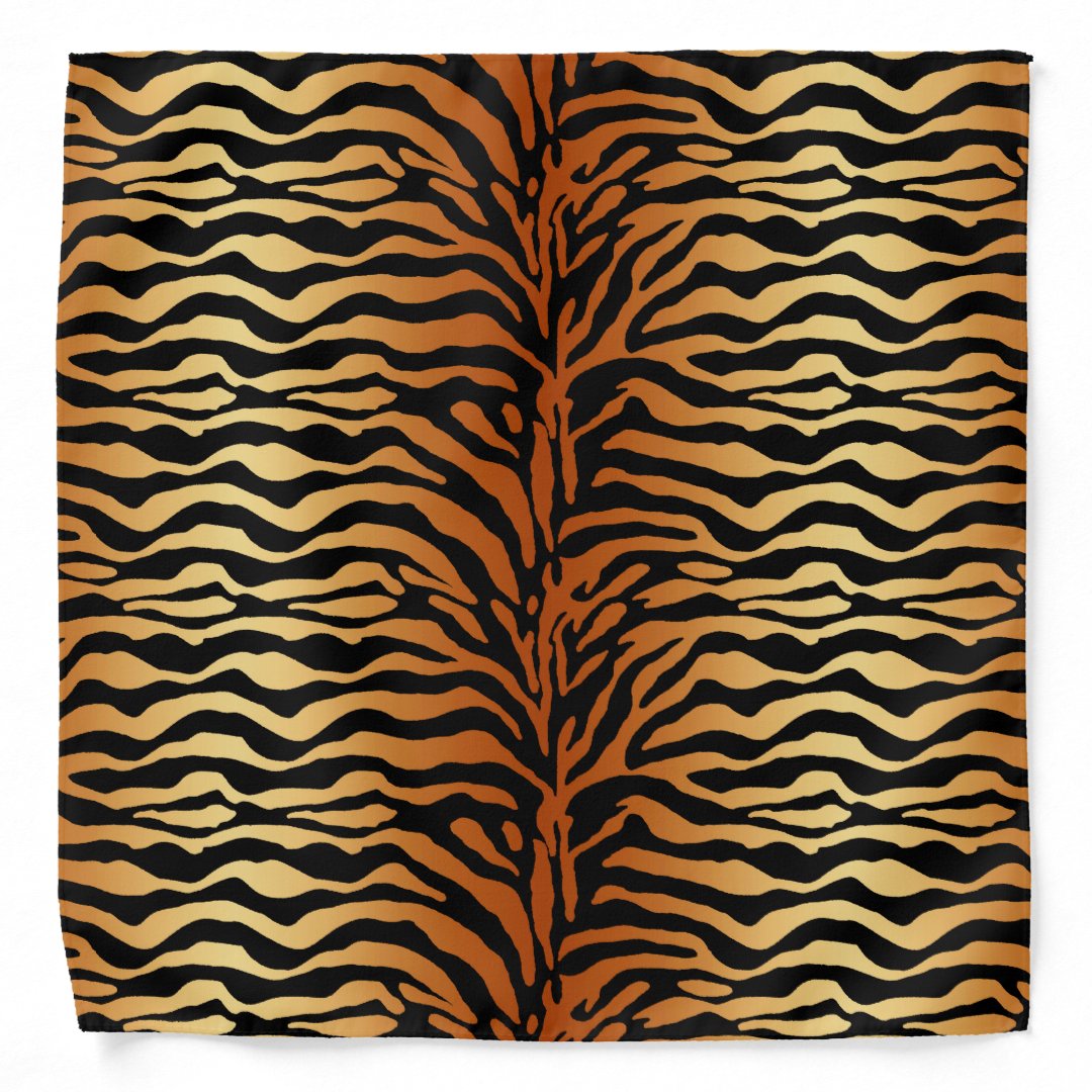Tiger Stripes Animal Print, Amber, Black and Tan Bandana | Zazzle