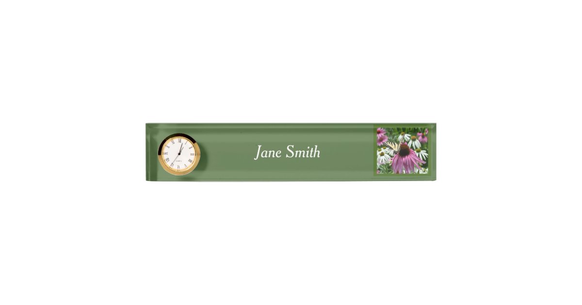 Tiger Swallowtail Butterfly Flower Desk Nameplate | Zazzle