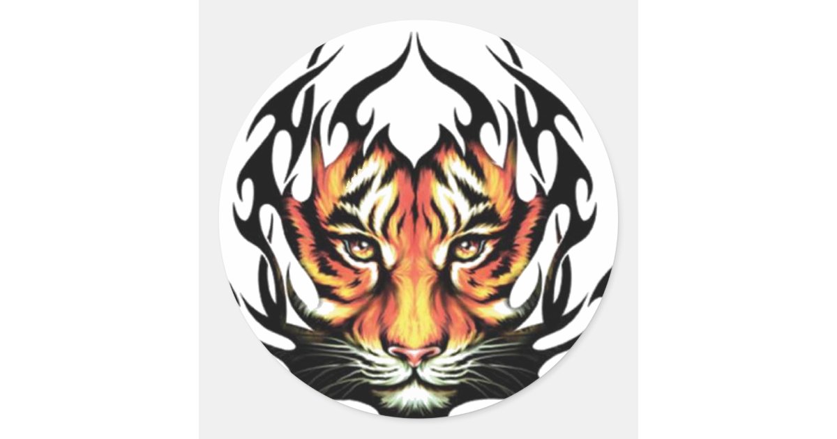 Tiger Tattoo Classic Round Sticker | Zazzle