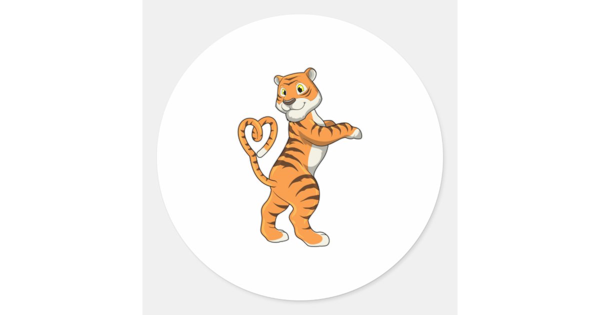 Tiger with Heart Classic Round Sticker | Zazzle