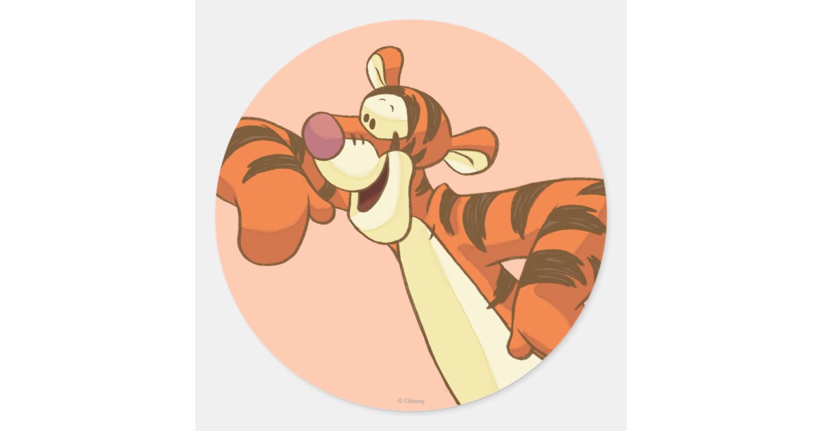 Tigger 3 classic round sticker | Zazzle