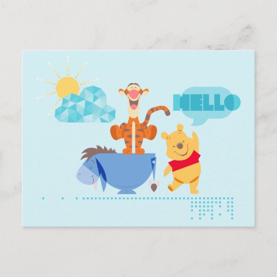 Tigger, Eeyore, & Pooh - Hello Postcard | Zazzle.com