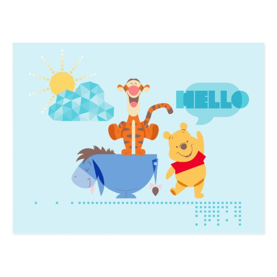 Tigger, Eeyore, & Pooh - Hello Postcard | Zazzle.com