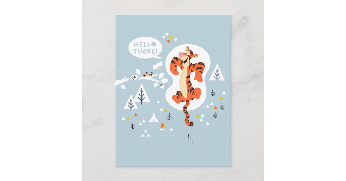 Tigger in the Woods - Hello There Postcard | Zazzle