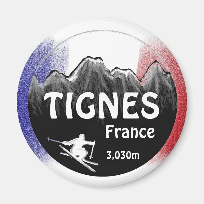Tignes France flag ski logo art magnet | Zazzle.com