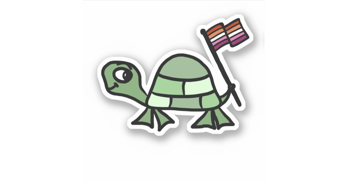 Tika the Turtle with Lesbian Pride Flag Sticker | Zazzle