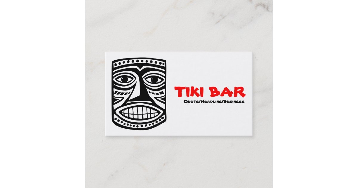 Tiki Bar - Black, Red & White Business Card | Zazzle