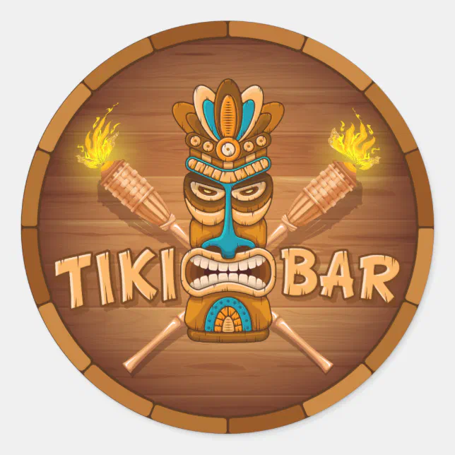 Tiki Bar Classic Round Sticker | Zazzle