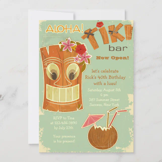 Tiki Bar Invitation | Zazzle