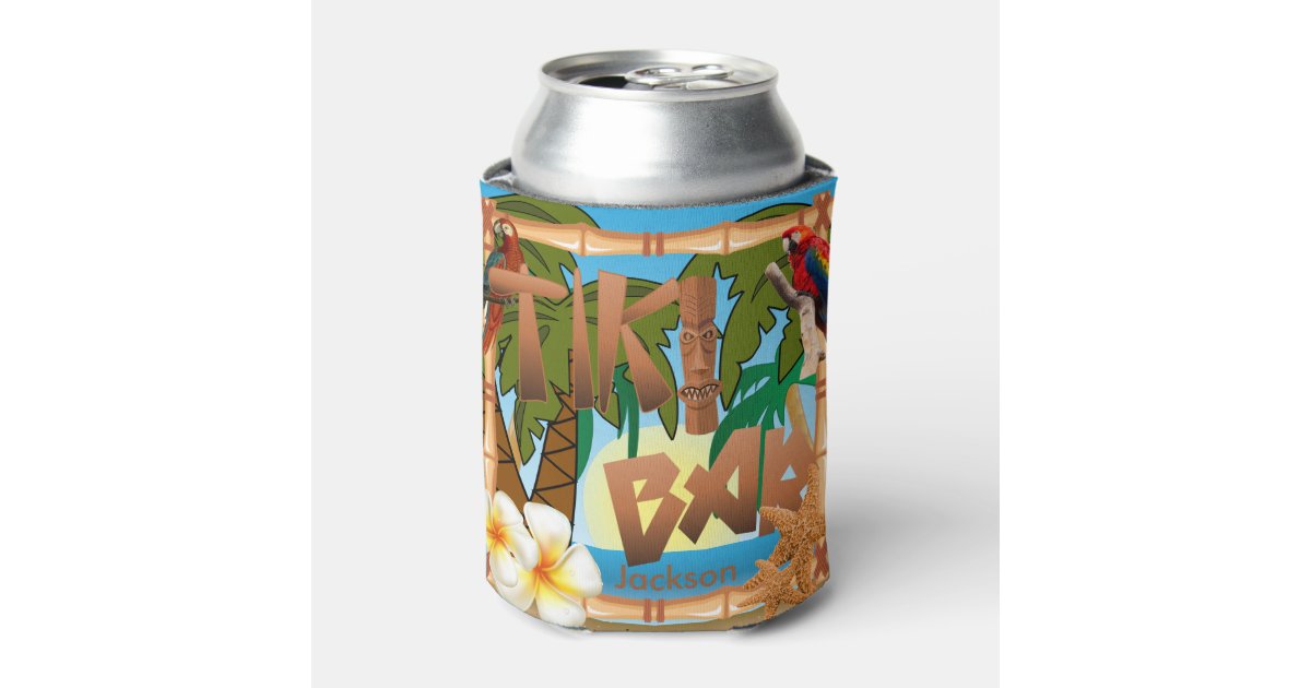 Tiki Bar Party Can Cooler | Zazzle