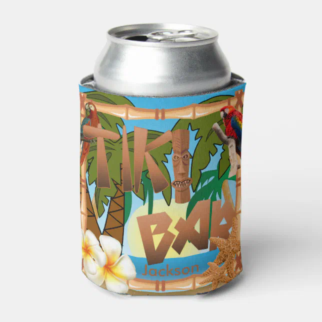 Tiki Bar Party Can Cooler | Zazzle