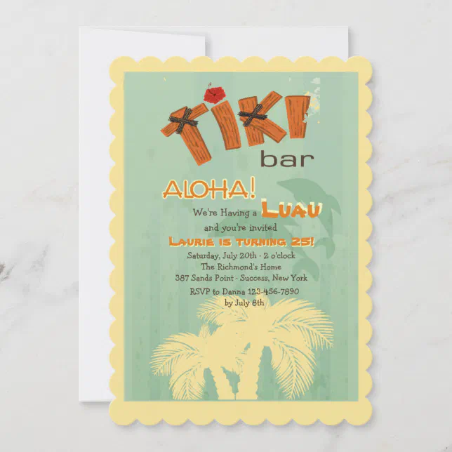 Tiki Bar With Dolphins Invitation | Zazzle